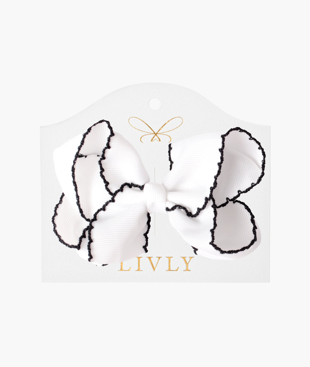 Large Picot Bow Snow White